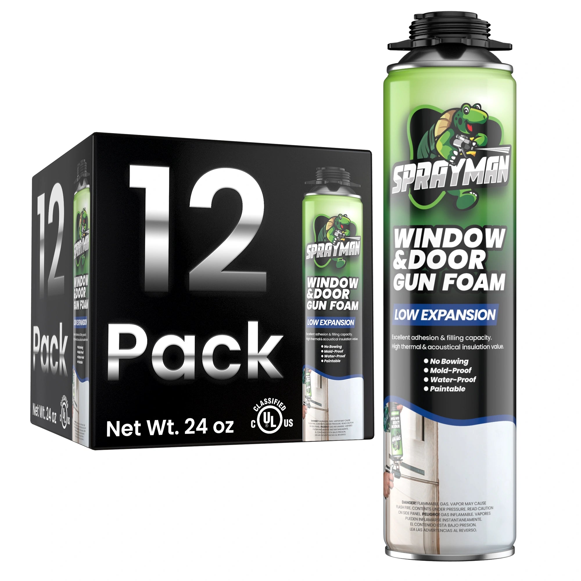 SPRAYMAN Window & Door Low Expansion Spray Foam | Seal & Insulate